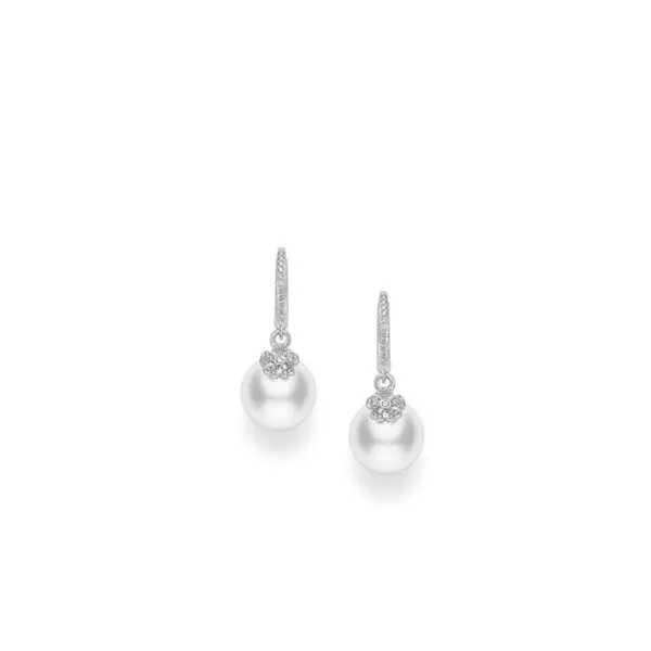 Mikimoto Cherry Blossom South Sea Pearl And Diamond Earrings - Wg
