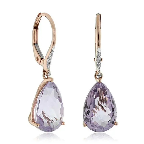 Benbridge Rose Gold Amethyst And Diamond Earrings - Purple