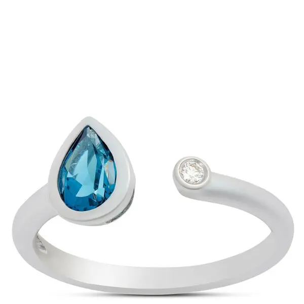 Benbridge Topaz And Diamond Open Ring In 14k White Gold - Blue