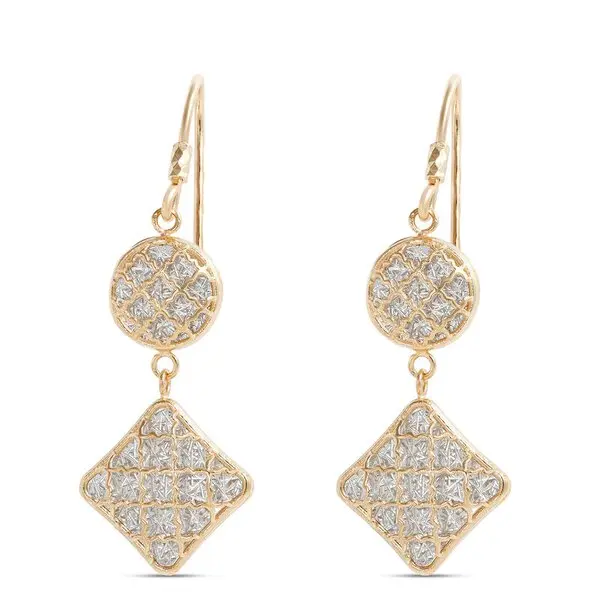 TOSCANO Double Drop Diamond Earrings In 14k Yellow Gold - Tt