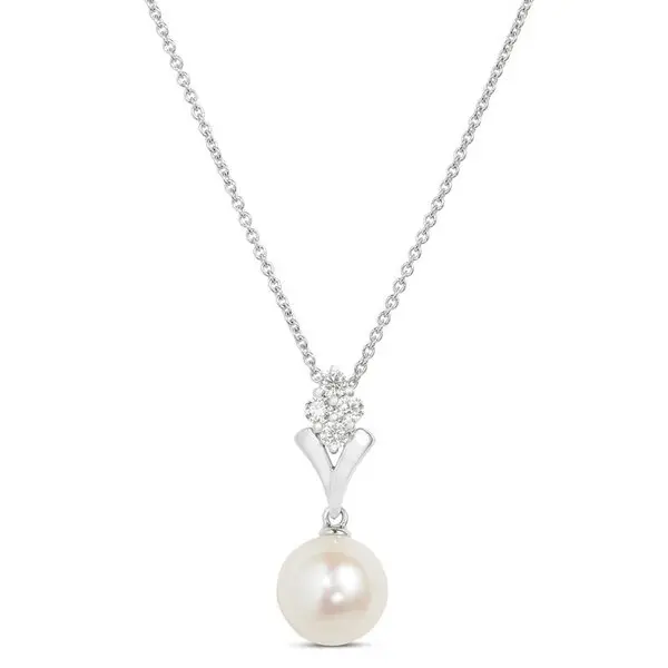 Benbridge Cultured Pearl And Diamond Pendant Necklace - White