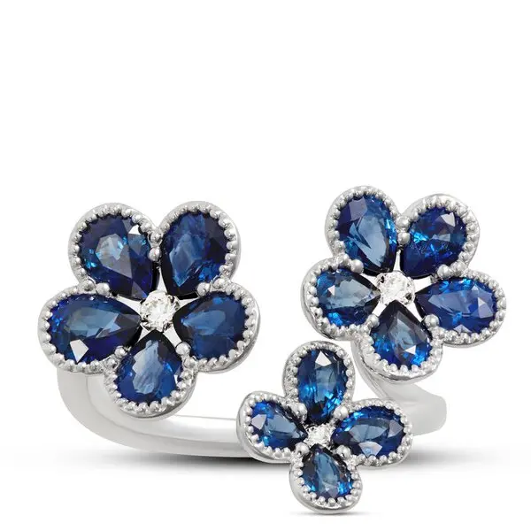 Benbridge Sapphire And Diamond Flower Ring - Blue