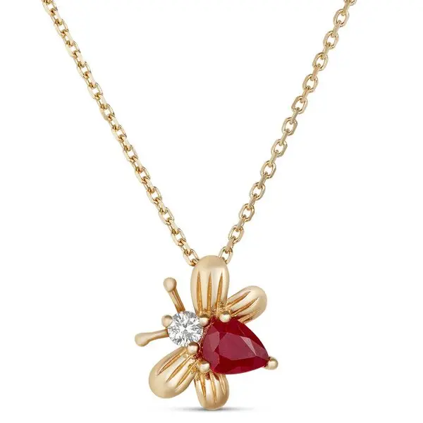 Benbridge Ruby Bumble Bee Pendant In 14k Yellow Gold - Yg