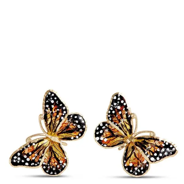 TOSCANO Monarch Butterfly Enamel Earrings - Yg