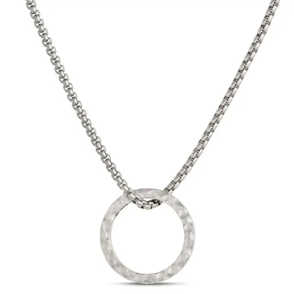 Benbridge 24mm Foiled Circle Pendant Necklace - Stainless Steel
