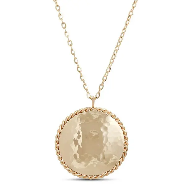 TOSCANO Domed Circle 14k Yellow Gold Pendant Necklace - Yg