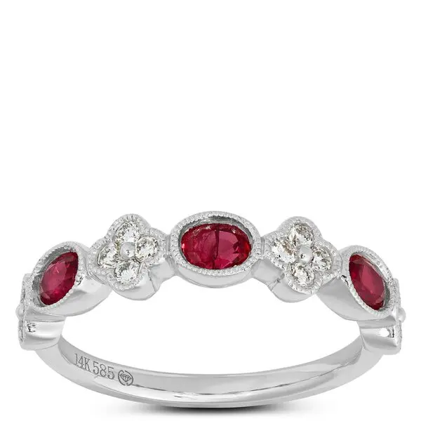 Benbridge Ruby And Diamond Floral Cluster Ring - Red