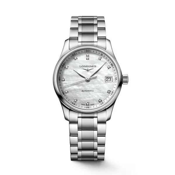 LONGINES Master 34mm Mother Of Pearl Diamond Dial Watch - Stainless Steel