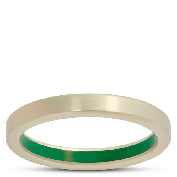 Benbridge Band With Green Ceramic Inlay In 14k Yellow Gold - Yg