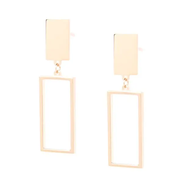 TOSCANO Open Rectangle Drop Earrings - Yg