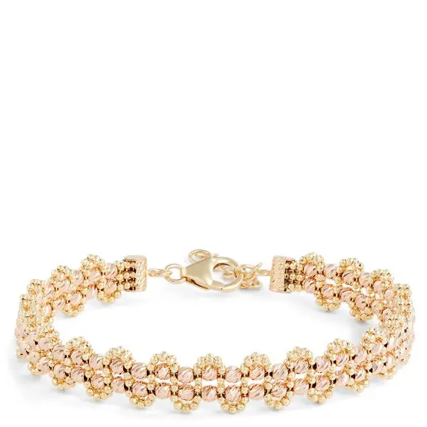 TOSCANO 14k Yellow And Rose Gold Flexy Beaded Bracelet - Tt