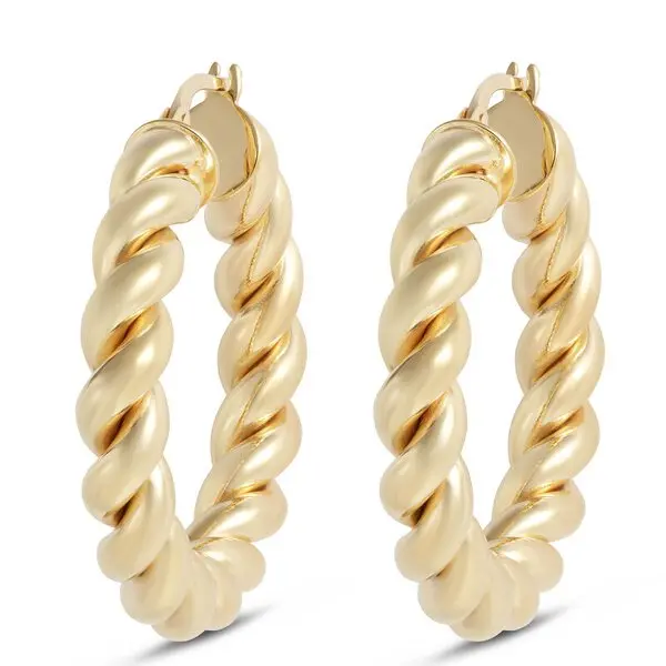 TOSCANO 30mm Twisted Hoop Earrings - Yg