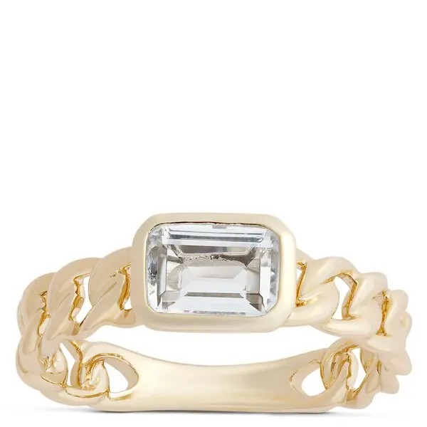 Benbridge Emerald Cut Aquamarine Linked Shank Ring - Blue