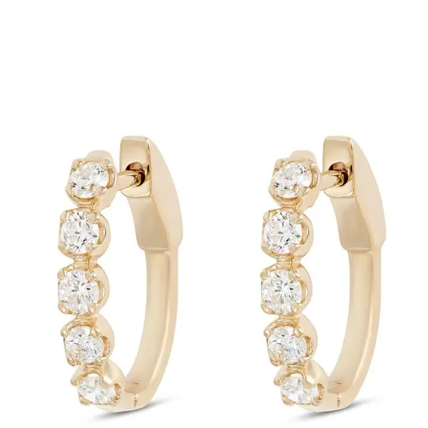 Benbridge 14k Yellow Gold And Diamond Hoop Earrings - Yg