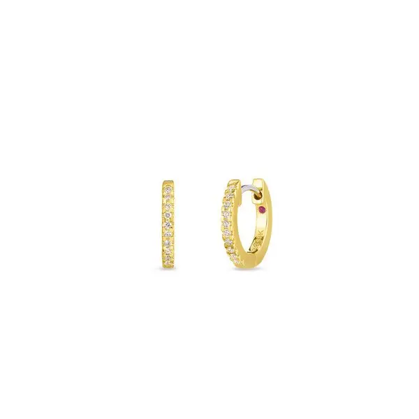 Roberto Coin 18k Yellow Gold Classic Diamond Hoop Earrings - Yg