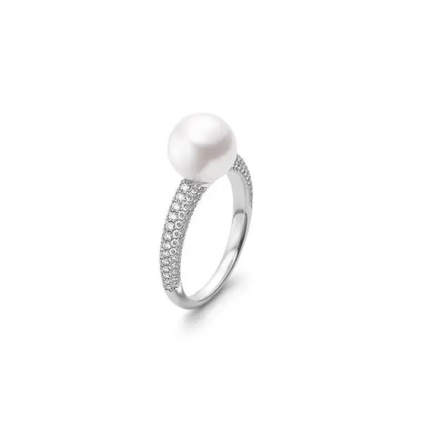 Mikimoto Akoya Pearl And Diamond Ring - White
