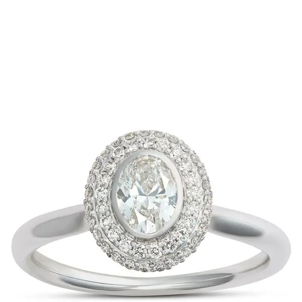 Benbridge Oval Diamond Double Halo Ring - H-i