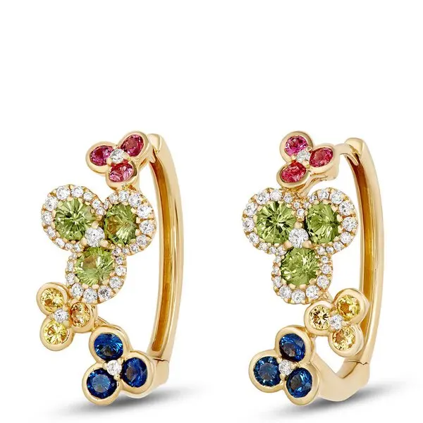 Benbridge Floral Sapphire And 14k Yellow Gold Earrings - Multicolored