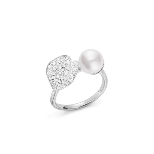 Mikimoto Akoya Pearl And Diamond Ring - White