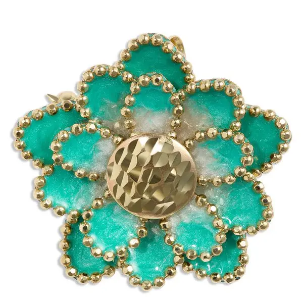 TOSCANO Floral Brooch, 14k Yellow Gold And Enamel - Yg