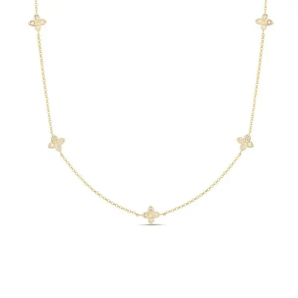 Roberto Coin 18k Yellow Gold Diamond Flower Necklace - Yg