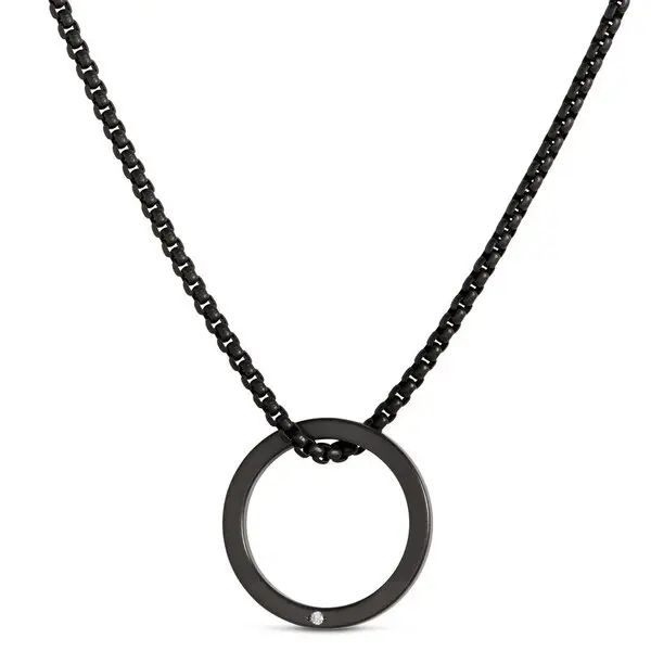 Benbridge 24mm Zirconium Ring Pendant Necklace - 14k Stainless Steel