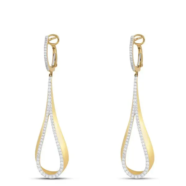 Benbridge Diamond Loop Dangle 14k Yellow Gold Earrings - H-j