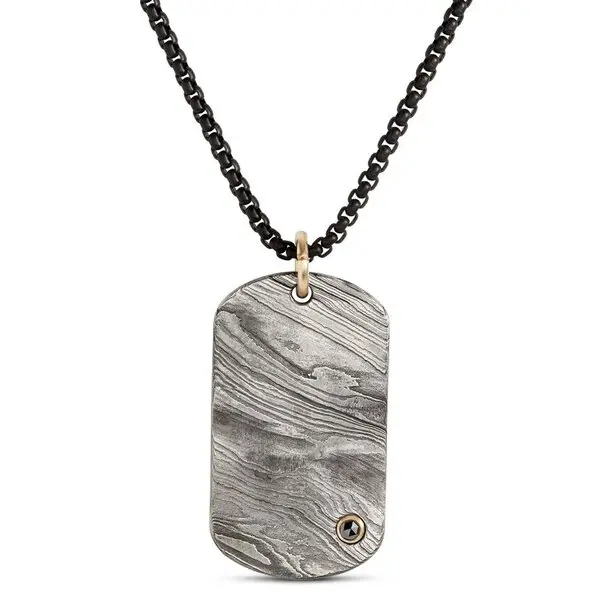 Benbridge Damascus Dog Tag Pendant - Stainless Steel