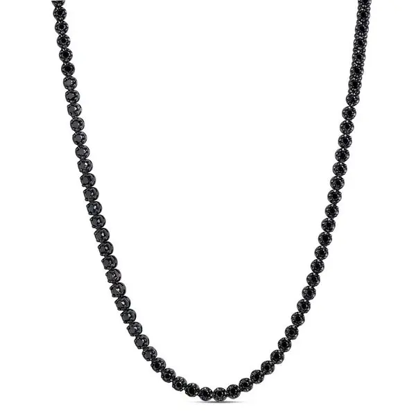 Benbridge Diamond Tennis Necklace In Rhodium Sterling Silver - Black