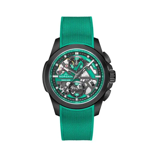 NORQAIN Independence Skeleton Chrono Green Dial Watch, 42mm - Titanium