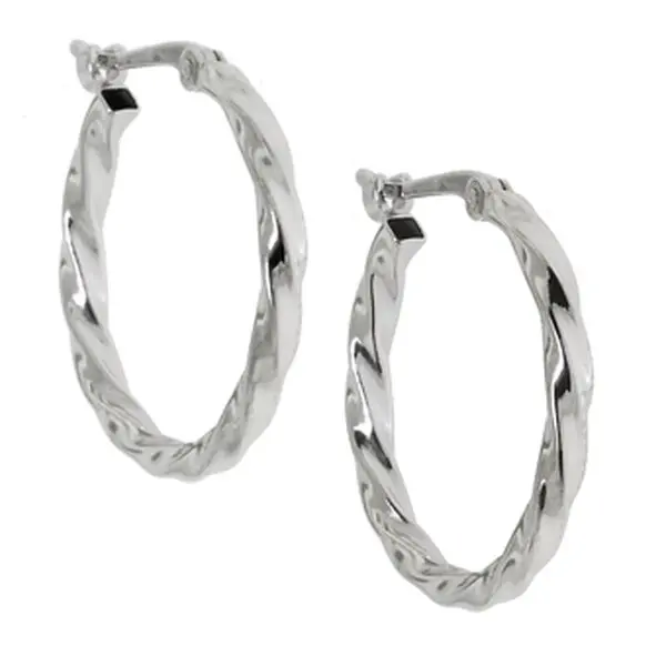 Benbridge 14k White Gold 18mm Twisted Hoop Earrings - Wg