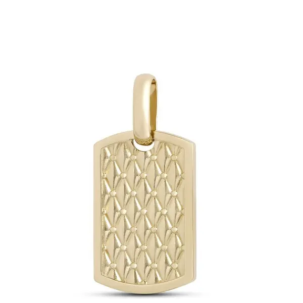 TOSCANO Quilted Dog Tag In 14k Yellow Gold - Yg