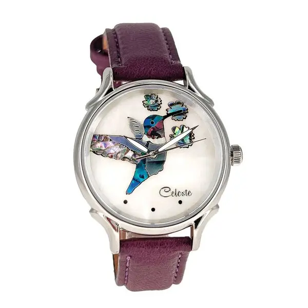 CELESTE Hummingbird Mother Of Pearl Dial Watch - Stainless Steel