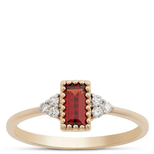 Benbridge Garnet And Diamond Ring In 14k Yellow Gold - Red
