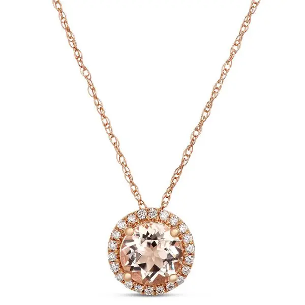 Benbridge 14k Rose Gold Morganite And Diamond Pendant Necklace - Pink