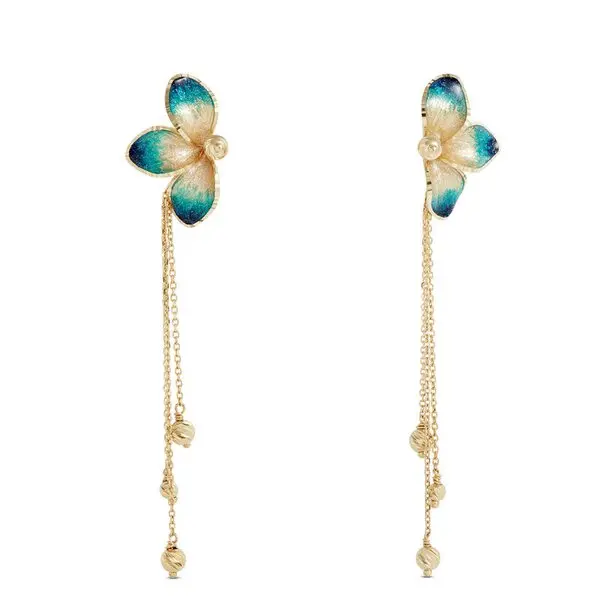 TOSCANO Three-petal Floral Dangle Earrings - Yg