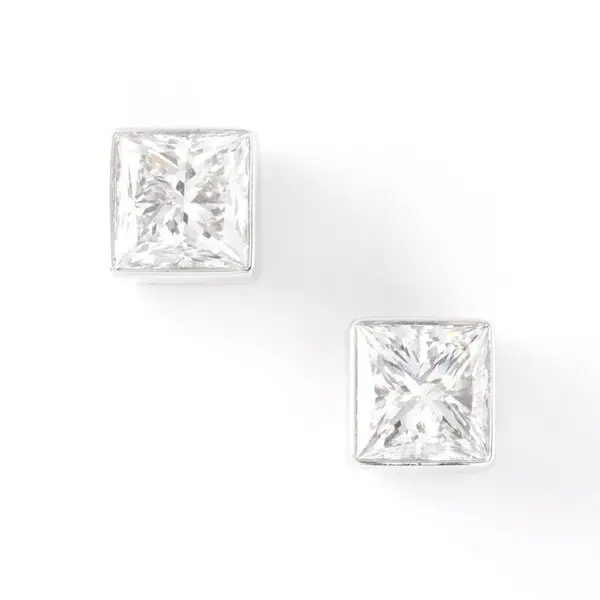 Benbridge Invisible Bezel Solitaire Princess Cut Diamond Stud Earrings - H-i