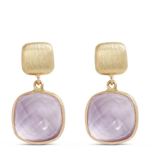 TOSCANO Cushion Amethyst Satin Drop Earrings - Purple
