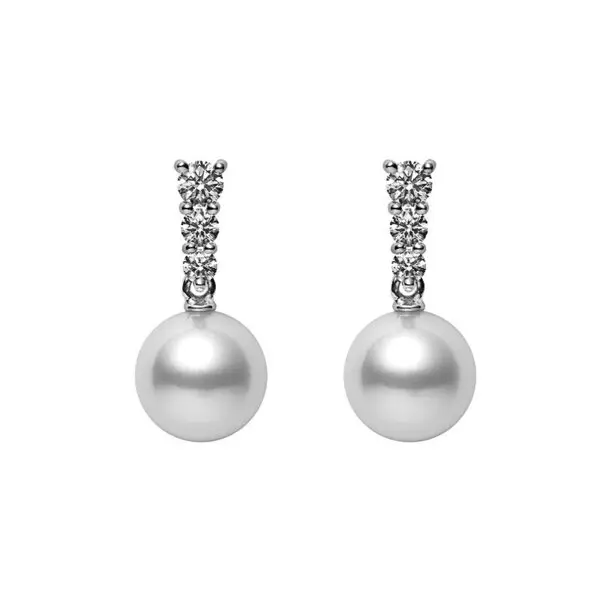 Mikimoto Morning Dew Akoya Pearl And Diamond Earrings - White