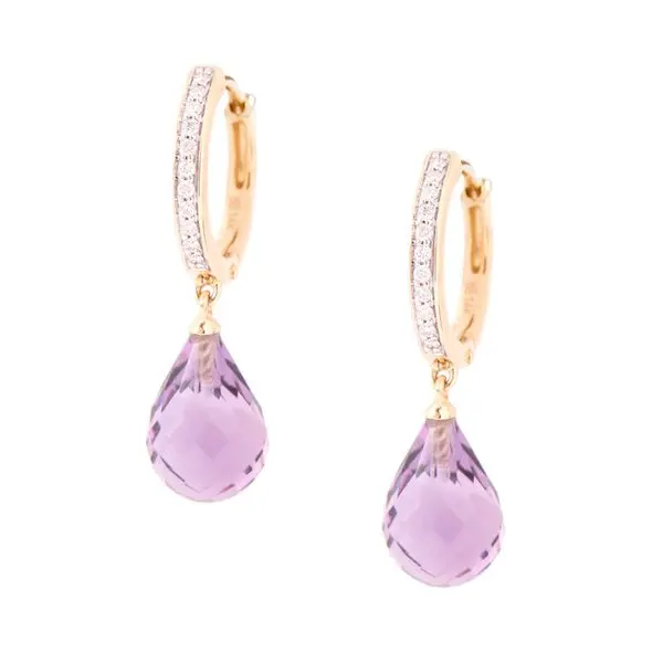 Benbridge Briolette Cut Amethyst And Round Diamond Earrings - Purple