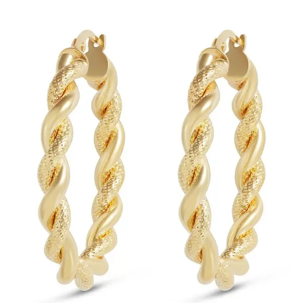 TOSCANO 14k Twisted Hoop Earrings - Yg