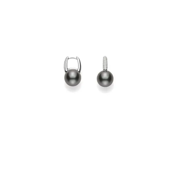 Mikimoto South Sea Cultured Pearl And Diamond Earrings - Black