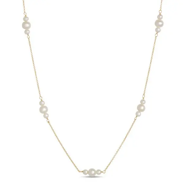 Benbridge 14k Yellow Gold Cultured Pearl Station Necklace - White