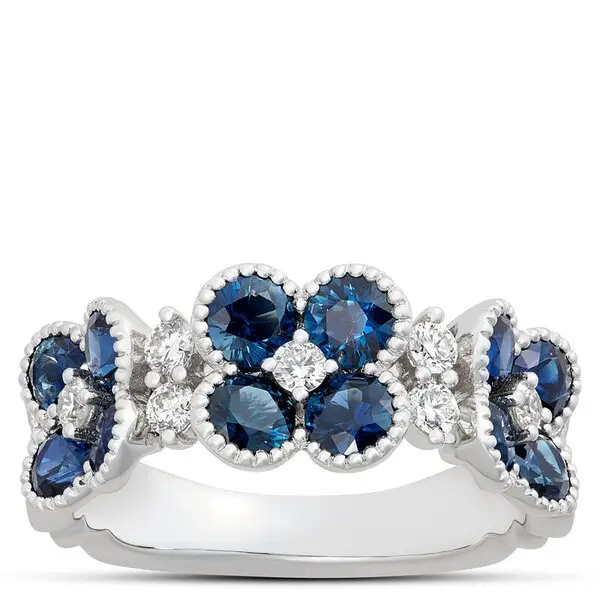 Benbridge Sapphire And Diamond Flower Ring - Blue