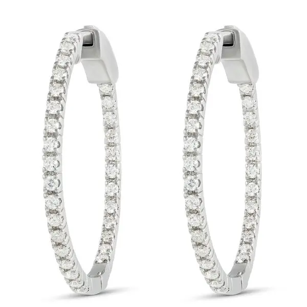 Benbridge 35.5mm Diamond Hoop Earrings In 14k White Gold - H-j
