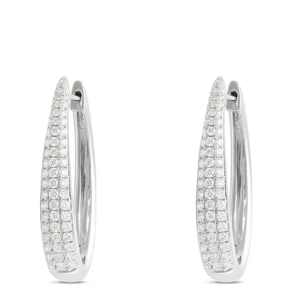 Benbridge 14k White Gold Oval Hoop Earrings With Diamonds - H-j