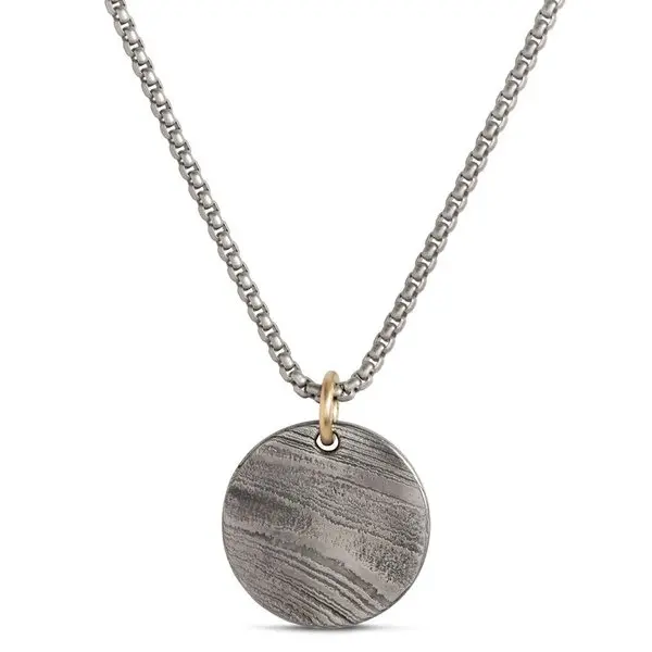 Benbridge Wood Grain Medallion Necklace - Stainless Steel
