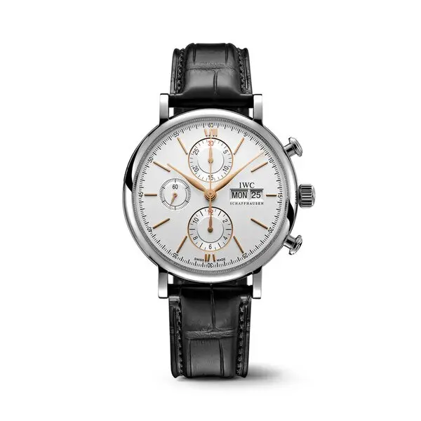 IWC SCHAFFHAUSEN Portofino Chronograph Silver Plated Dial Watch, 42mm - Stainless Steel