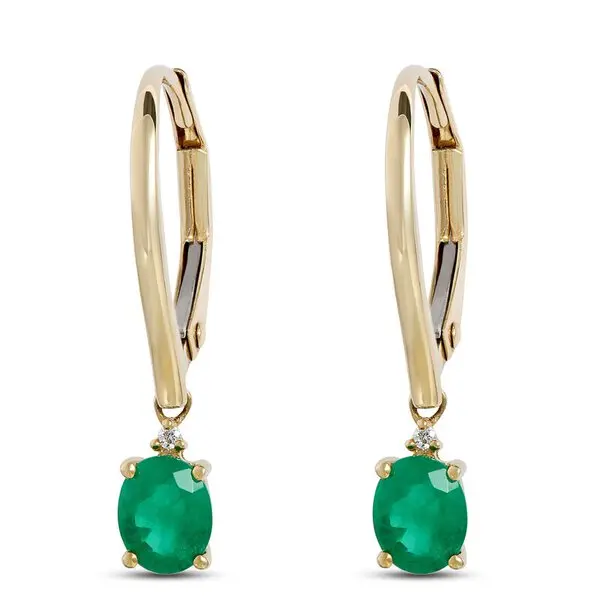 Benbridge Oval Emerald Leverback Earrings - Green