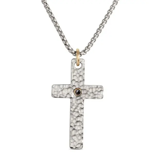 Benbridge Diamond Cross Pendant In 14k White Gold - Stainless Steel